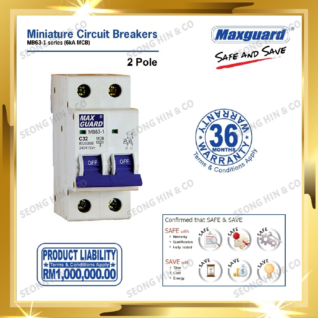 Maxguard GENUINE 2 Pole 6kA Miniature Circuit Breakers MCB (MCB) | Shopee Malaysia