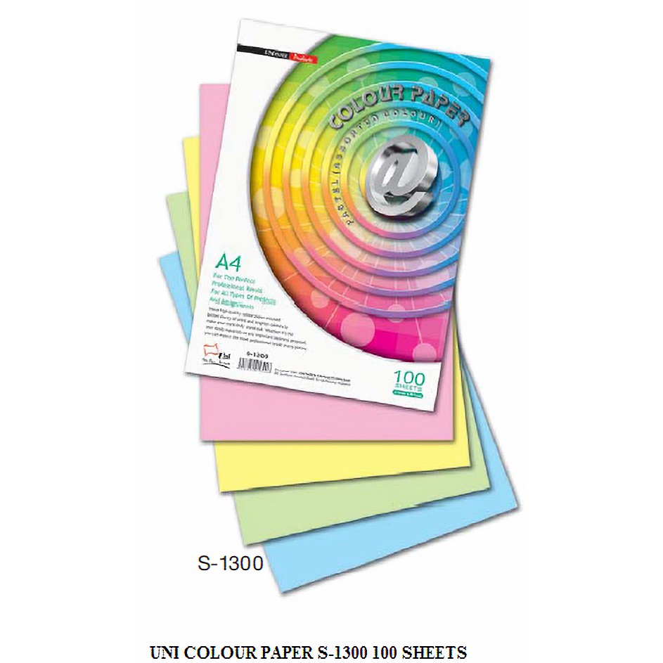 UNI A4 COLOUR PAPER 80GSM (5 color pastel ) (100'S/PACK) | Lazada