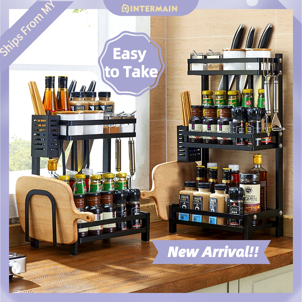 Ready Stock Rak Dapur Spice Seasoner Rack Kitchen Condiment Storage ...