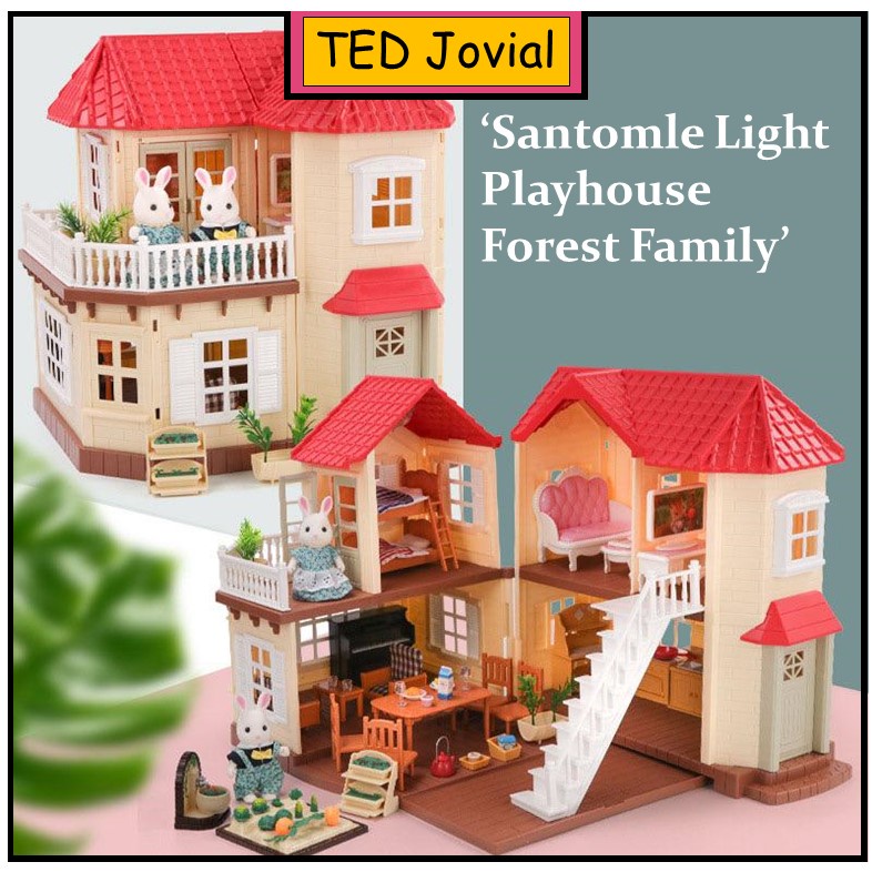 TEDJV Santomle Small / Medium Family Doll House Pretend Playhouse ...