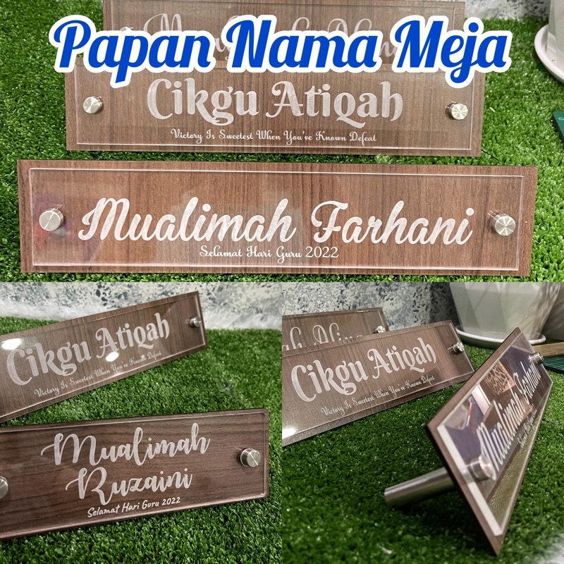 Papan Tanda Nama Meja Acrylic + Kayu - Laser engraved - Custom Made ...