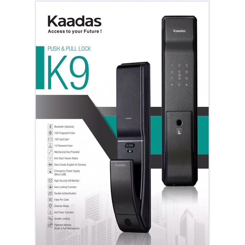 Kaadas K9 Push & Pull Digital Lock (Fingerprint, Passcode, Card & Emergency) | Shopee Malaysia