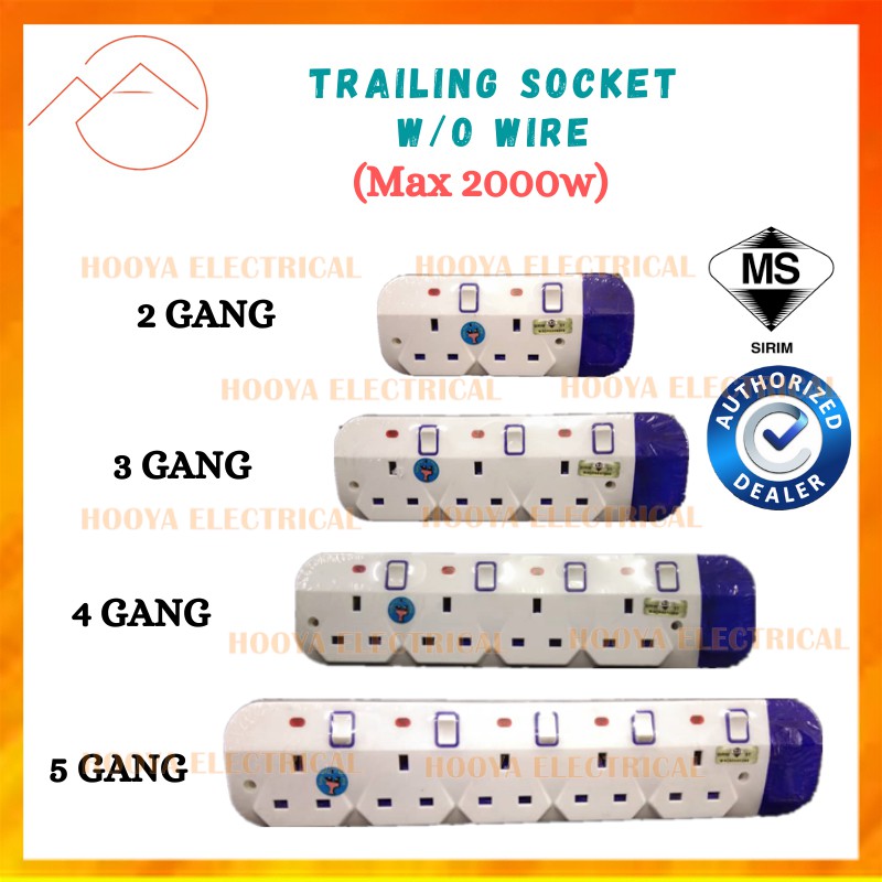 TRAILING SOCKET WITHOUT WIRE 2GANG/3GANG/4GANG/5GANG READYSTOCK ...