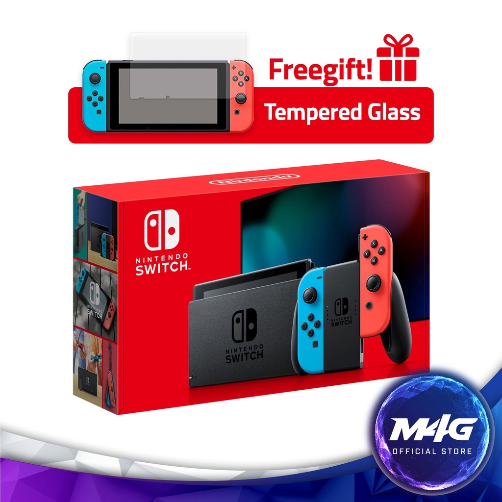 Nintendo Switch V2 Enhanced Console Neon Red Blue Joy‑con Maxsoft