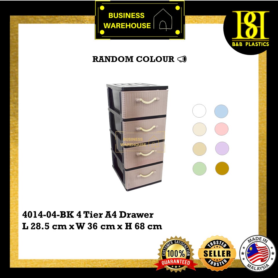 4014-04-BK 4 TIER A4 Drawer Black Frame / Premium Plastic A4 Drawer ...