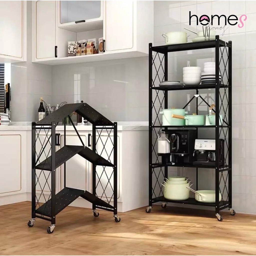 Foldable Storage Rack Microwave Rack Rak Dapur Heavy Duty Kitchen Rack ...
