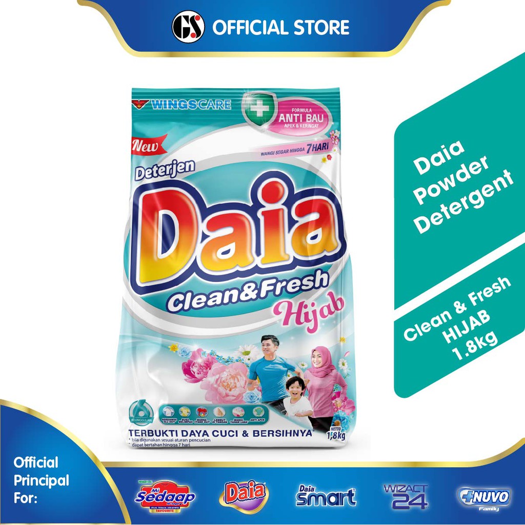 Daia Powder Detergent Clean & Fresh Hijab 1.8kg x 1 | Shopee Malaysia