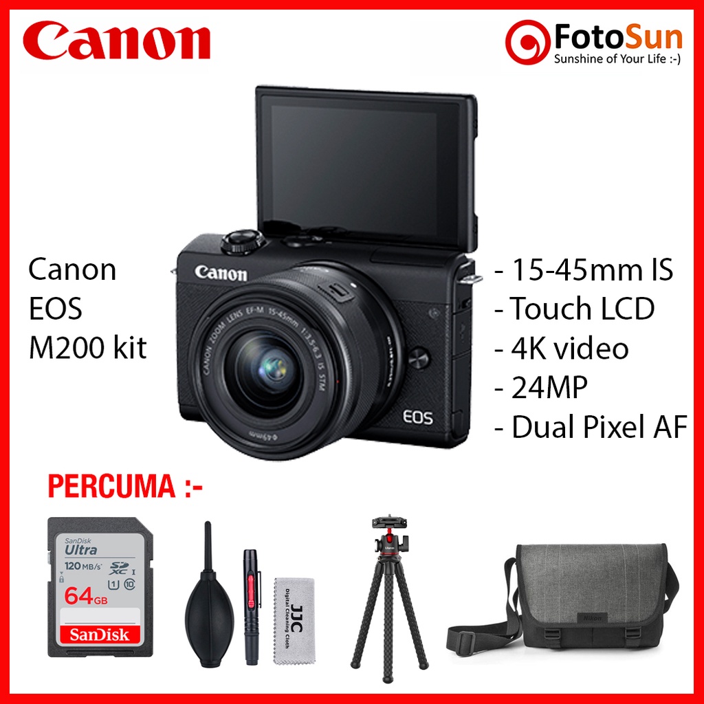 CANON EOS M200 EF 15-45MM MIRRORLESS CAMERA | Shopee Malaysia