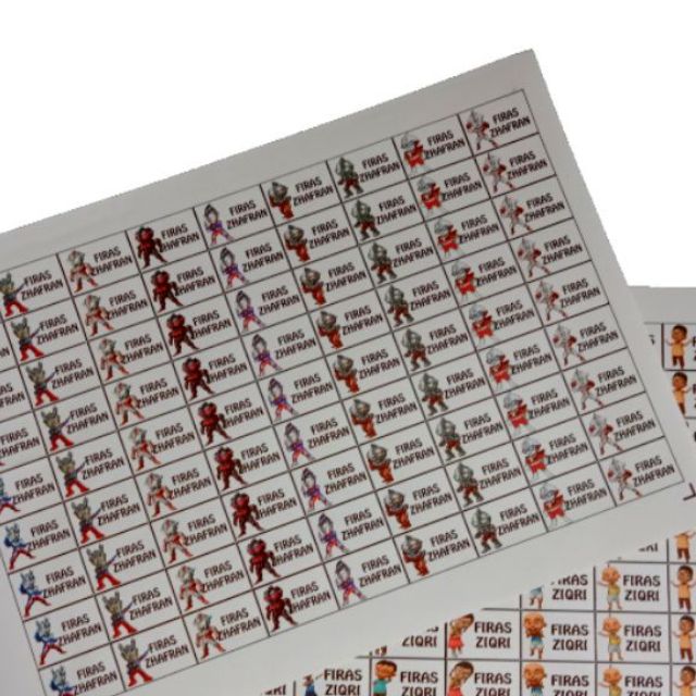 Sticker nama katun A3 sticker nama sticker barang sticker sekolah ...