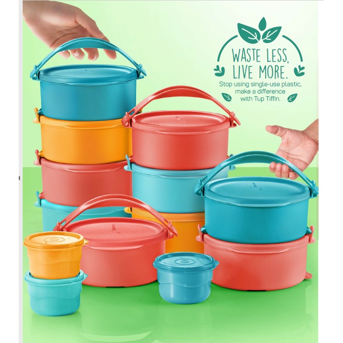 Tupperware Tup Tiffin Set (4) 550ml + PWP Snack Cups 110ml (4 ...
