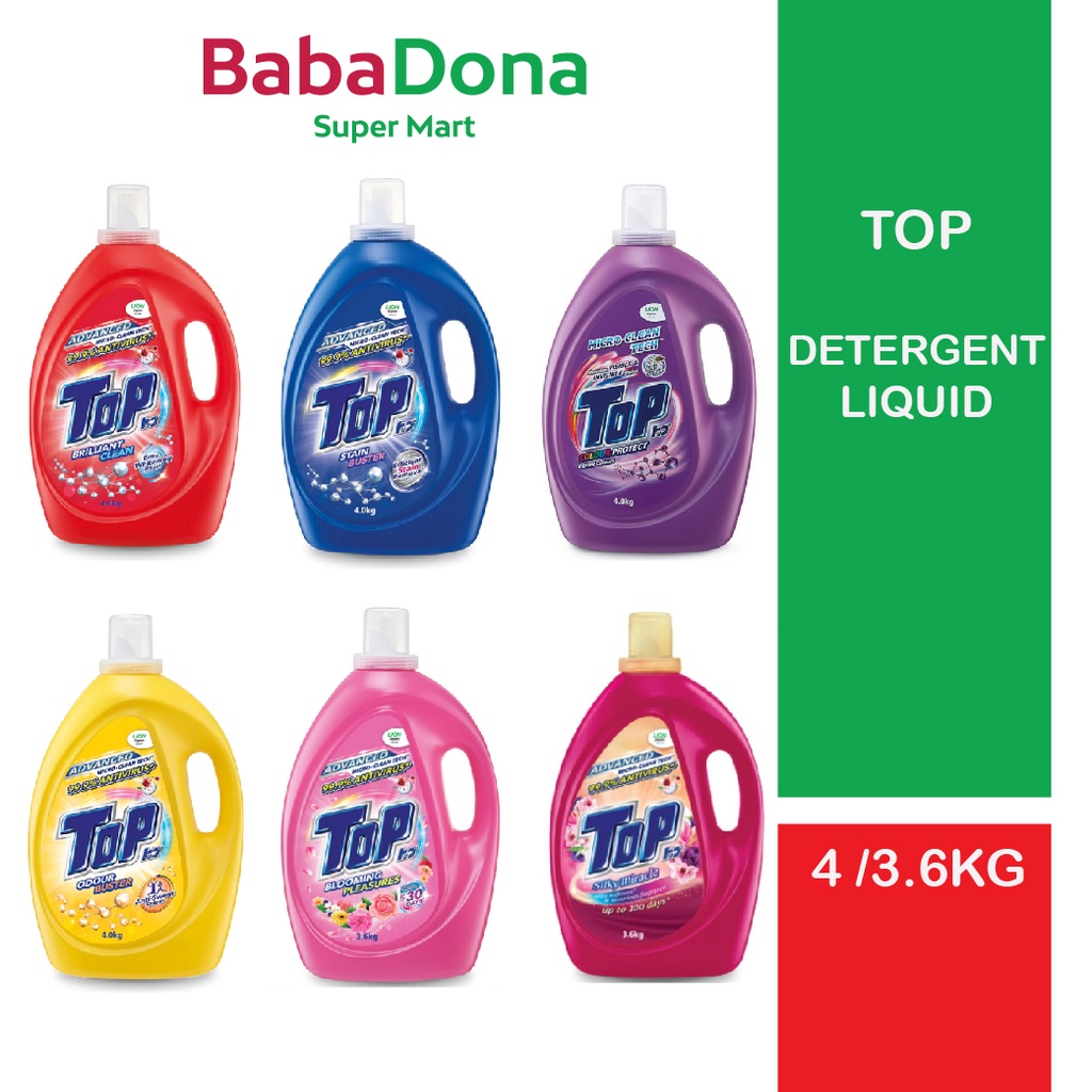TOP LIQUID DETERGENT 3.6KG & 4KG (STAIN BUSTER, CLEANER AND BRIGHTER ...