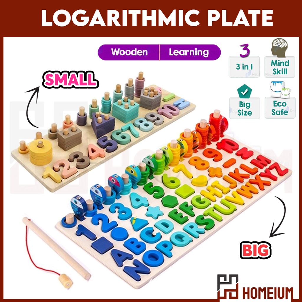 Homeium Wooden Logarithmic Board Educational Kids Toy Puzzle Numbers ...