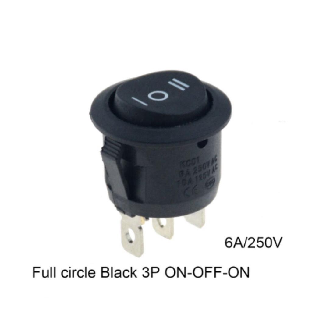 1PCS ON/OFF/ON Round Rocker Toggle Switch 6A/250VAC 20A/12VDC Plastic ...