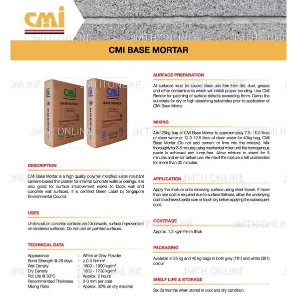 1KG CMI BASE MORTAR ( WHITE/GREY ) I SKIMCOAT KASAR | Shopee Malaysia