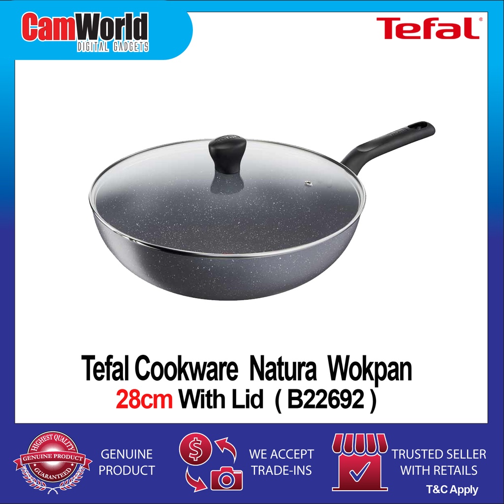Tefal Cookware Natura Wokpan 28cm With Lid ( B22692 ) | Shopee Malaysia