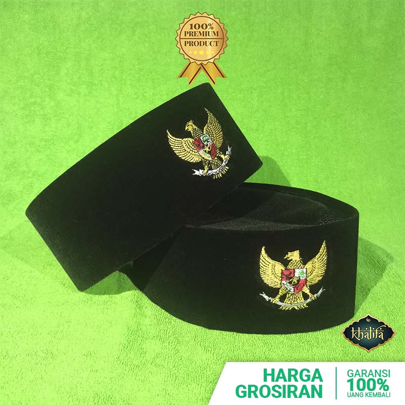 HITAM PERALATAN Black Cap Garuda Embroidery Non AC Kopiah Kujang ...