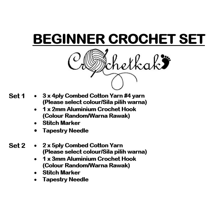 [Ready to Ship] crochetkaki Beginner Crochet Set DIY/Kit | Shopee Malaysia
