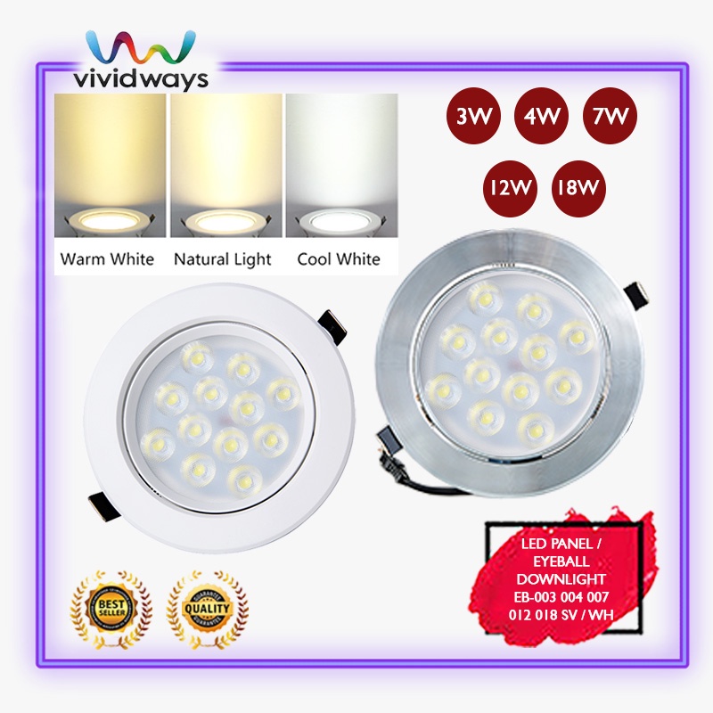K2 VIVIDWAYS LED EYE BALL EB-3W 4W 7W 12W 18W WH SV 3000K/6500K/3 COLORS(4W WHITE FRAME ONLY ...