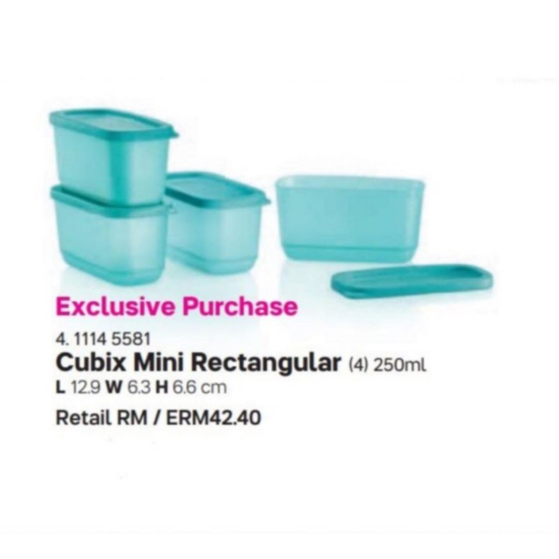 Tupperware Cubix Mini Rectangular 250ml (1pc) | Shopee Malaysia
