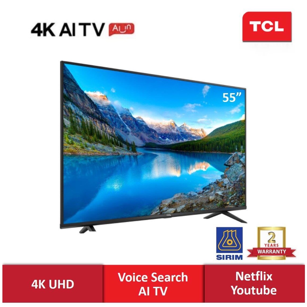 TCL 55P615 55" P615 4K UHD LED Android Smart AI TV - Remote Voice ...