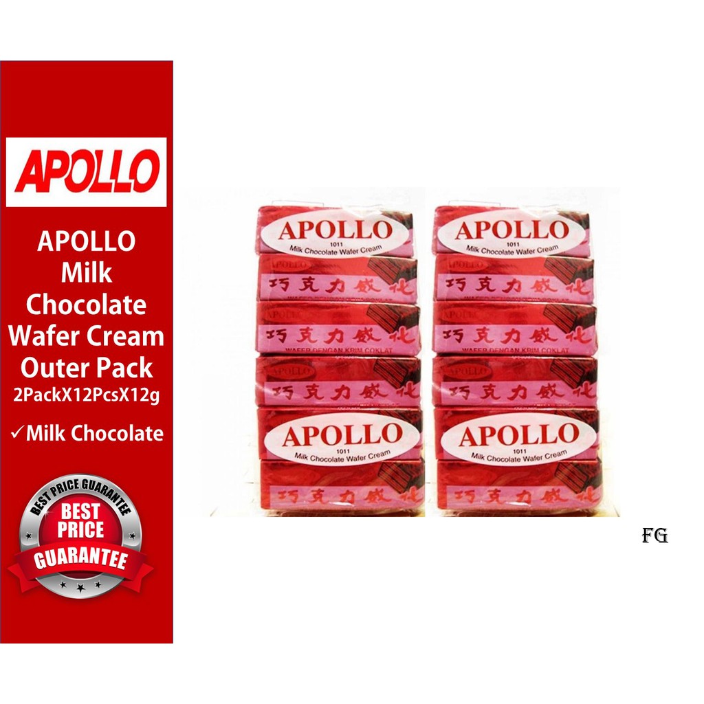 APOLLO Milk Chocolate Wafer Cream 2packX12pcsX12g | Shopee Malaysia