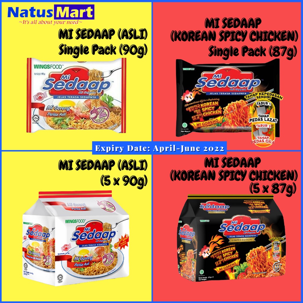(SEDAP) Mi Sedaap/Mie Sedaap HALAL Instant Noodle (Goreng Asli/Korean ...