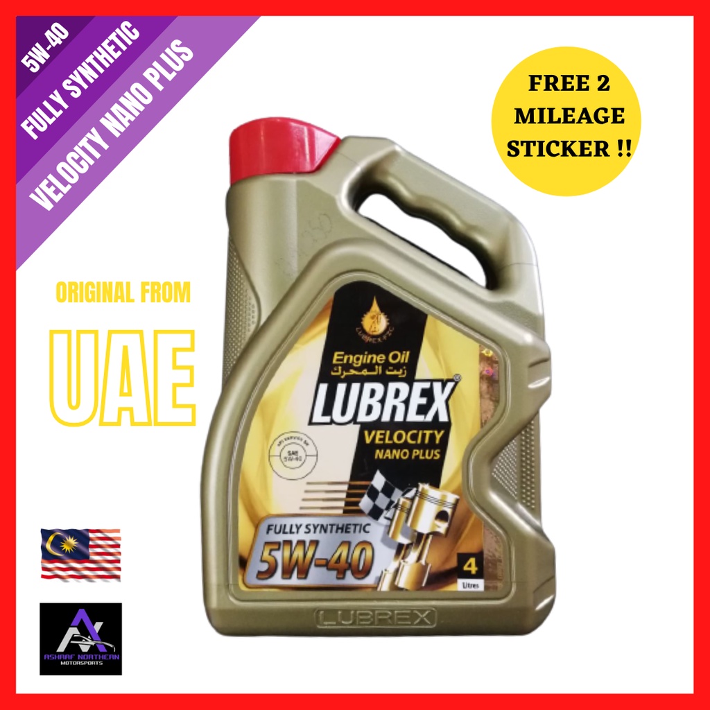 LUBREX 5W-40 Engine Oil Fully Synthetic Velocity Nano Plus 4L PERCUMA ...