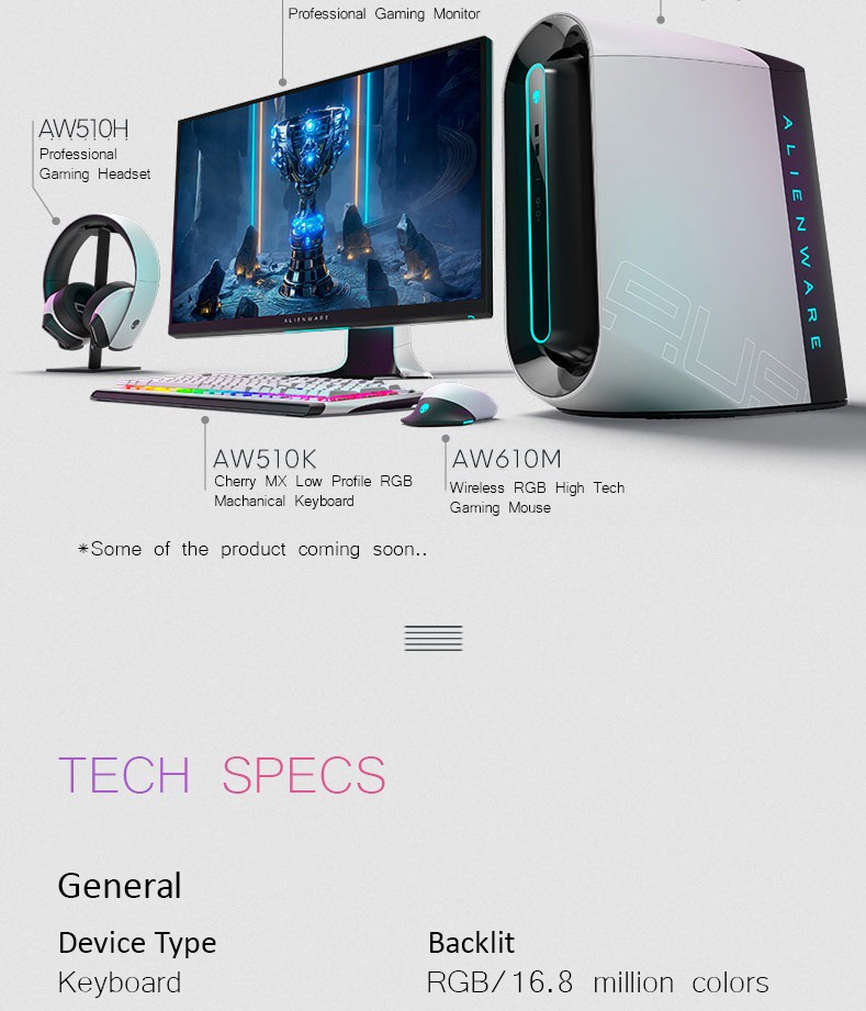 Alienware AW510K Cherry MX Red Low-Profile RGB Mechanical Gaming ...