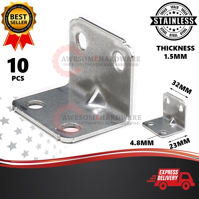 (10PCS) 1" STAINLESS STEEL L-BRACKET CORNER 90DEG L BRACKET | Shopee ...