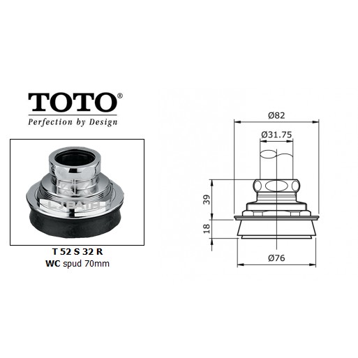 TOTO T 52 S 32 R WC spud 70mm / RBT - 70-R | Replacement part | Shopee Malaysia