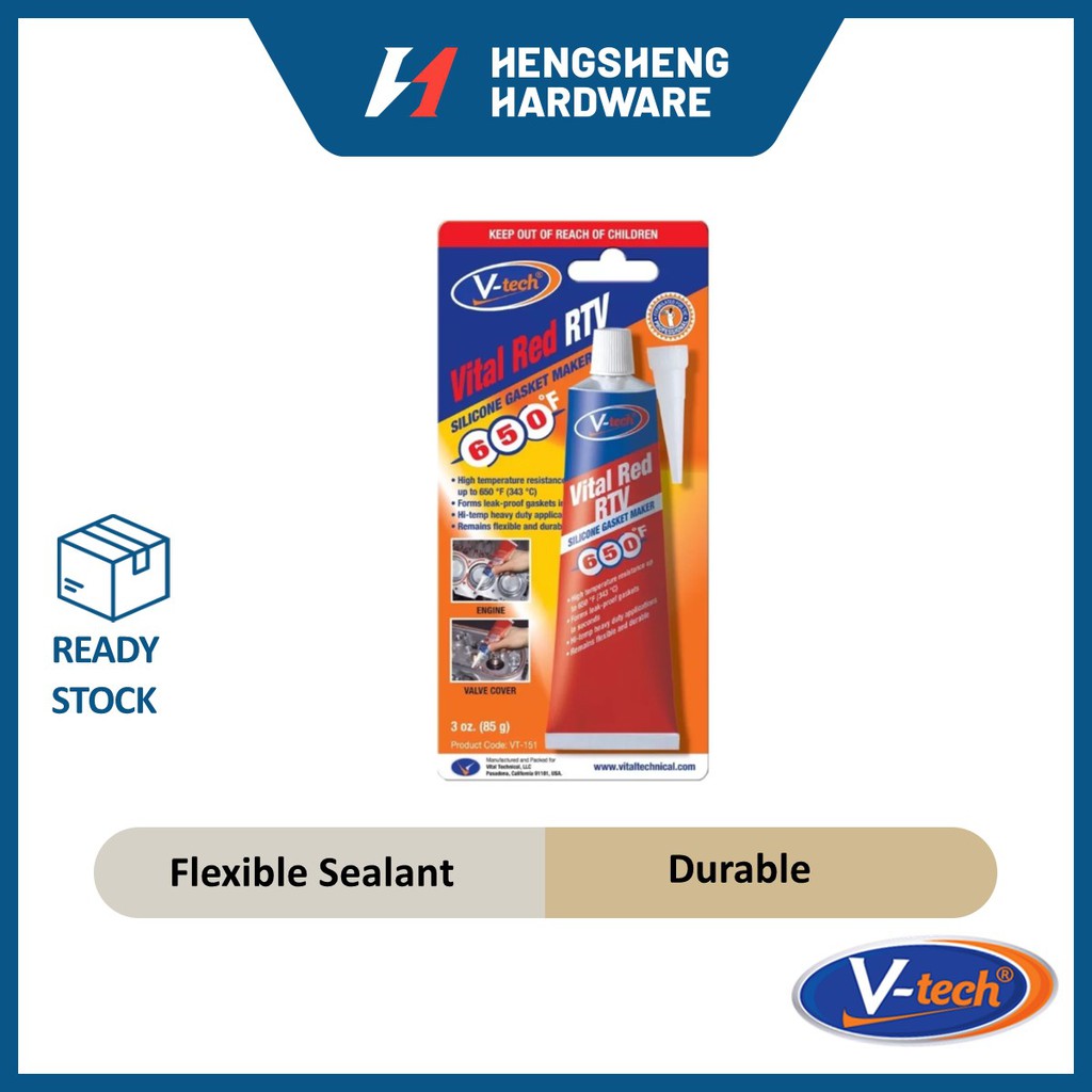 V-TECH Vital Red RTV (VT-151) Silicone Gasket Marker Seleant High Temperature -85g (650F) / RS ...