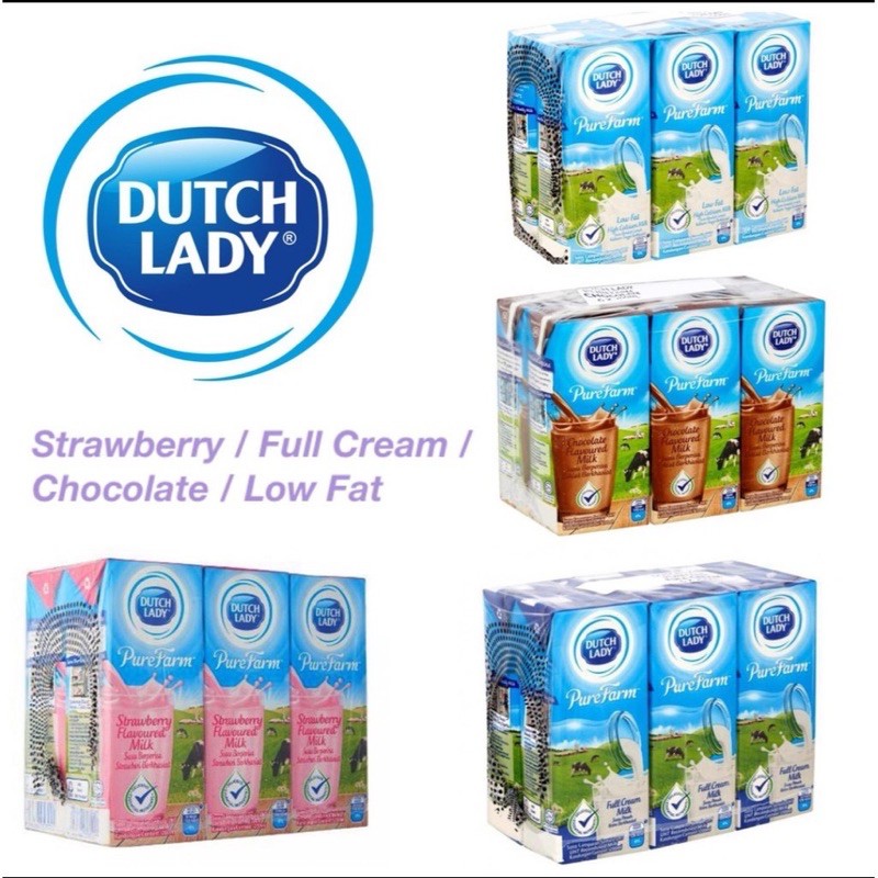 Dutch Lady 200ML x 6 Pkts Pure Farm UHT Milk ( Chocolate / Strawberry ...