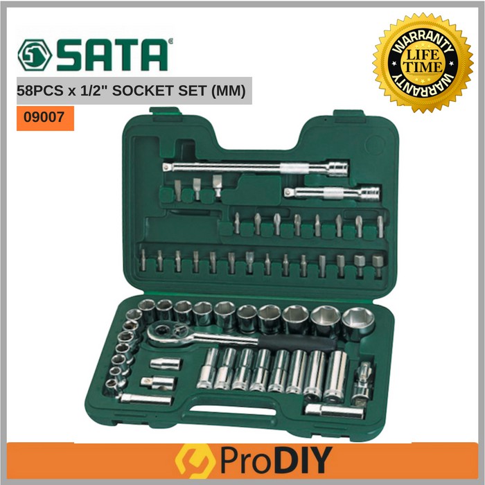 SATA 09007 58PCS x 1/2" Tools Socket Tool Box Set (MM) | Shopee Malaysia