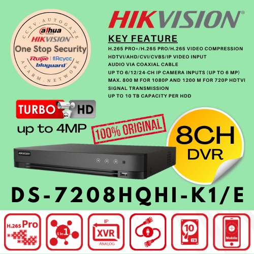 HIK VISION 8CH DS-7208HQHI-K1/E TURBO HD DVR | Shopee Malaysia