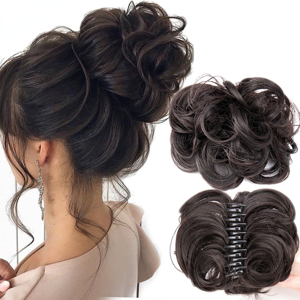 Fanshion Women Synthetic Chignon Curly Claw Bun Wig Synthetic Hair ...