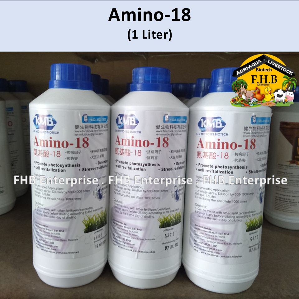 Amino 18 (1 Liter) Ken Microbes Agriculture Liquid Fertilizer Baja Air ...