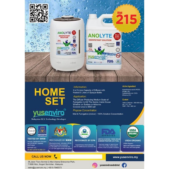 Pembasmi Kuman Home Set Anolyte Water | Shopee Malaysia