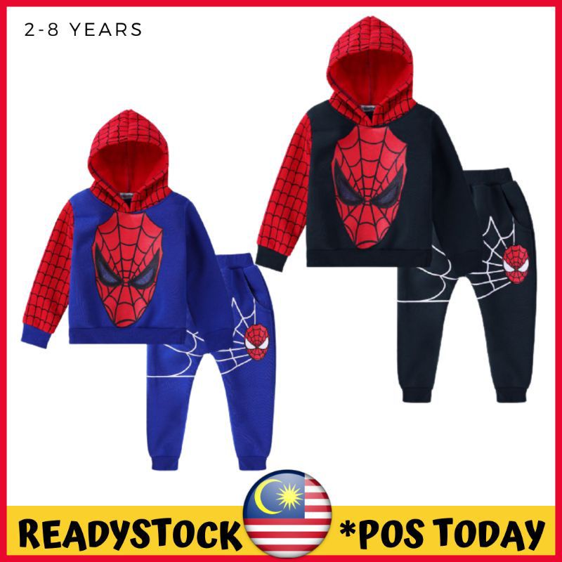 BAJU SET SPIDERMAN KIDS / baju spiderman superhero,baju spiderman budak ...