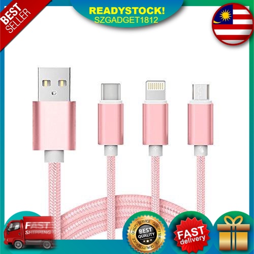 Type C Multi Charging Cable Random Colour 3 in 1 Fast Charging USB ...