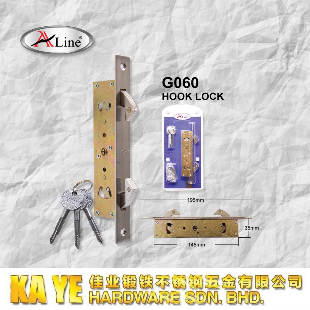 Aline G060 Hook Lock Handle Entrance Iron Door Gate Lock Set | Shopee ...