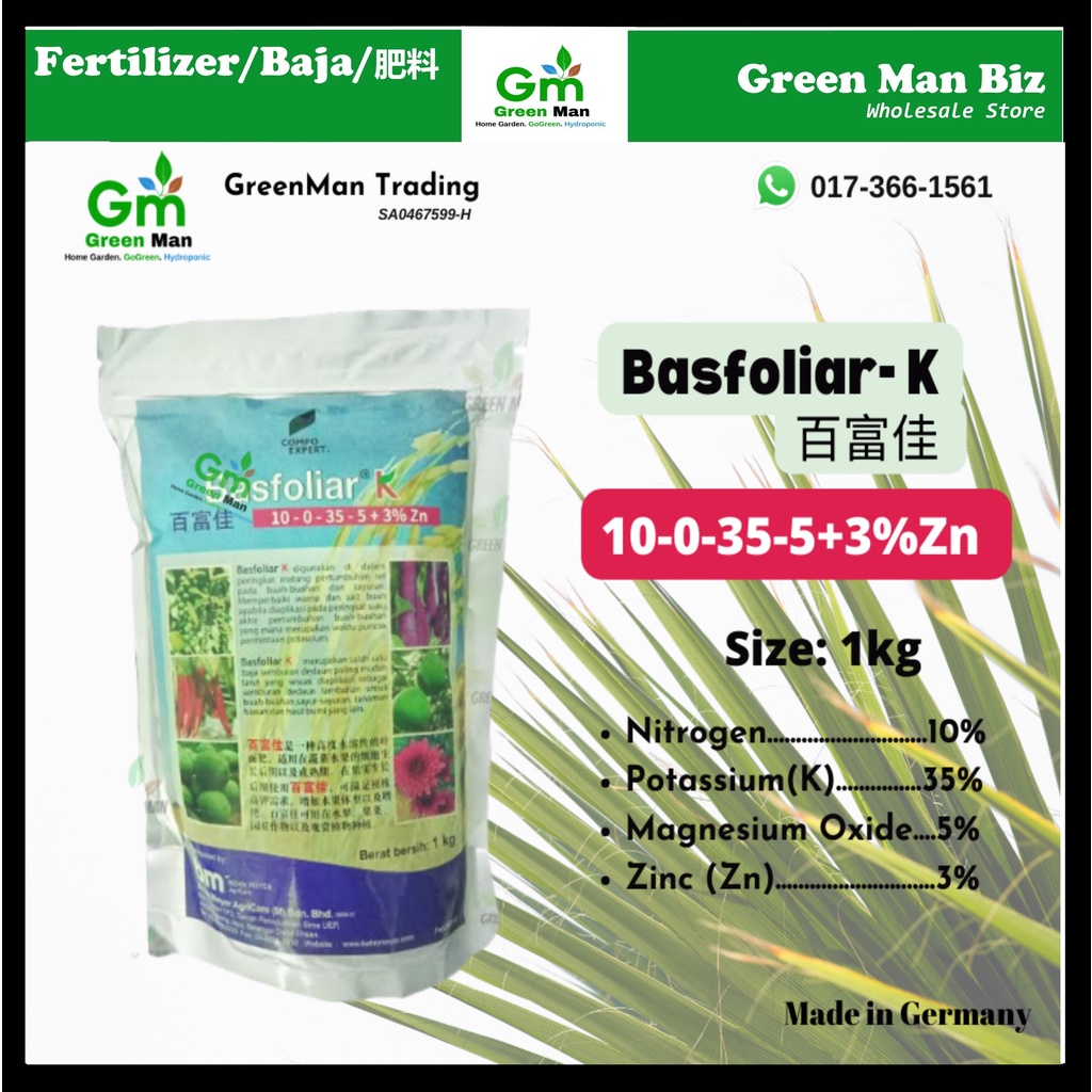 1kg bm Basfoliar-K Baja Foliar Bunga+Sayuran Buah High (K) Potassium ...