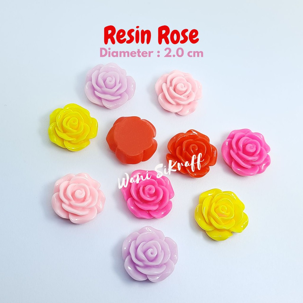 10pcs Resin Flower Rose @ Resin Bunga ros - 2cm (Pairing / Berpasangan ...