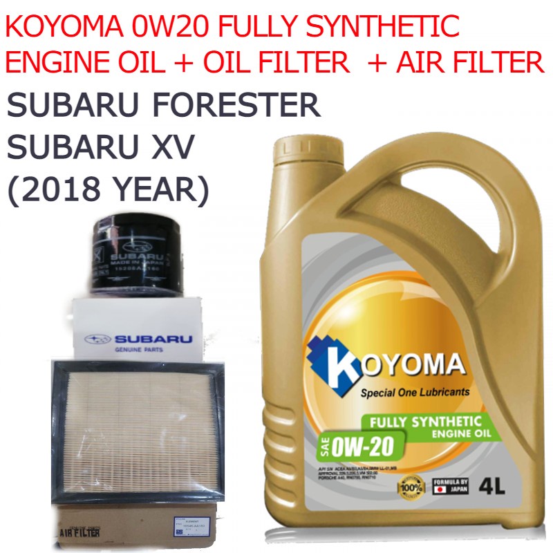 SUBARU XV, FORESTER 2018year OIL FILTER + AIR FILTER + KOYOMA 0W20 ...