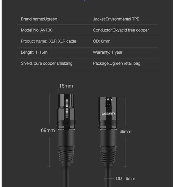 Best Seller Ugreen Xlr Phantom Cable Karaoke Mic Xlr Male To Xlr Female ...