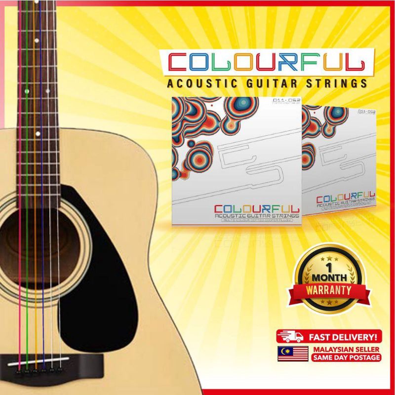 Tali Gitar Akustik Multicolour 1 set 6 Strings (Multicoloured Acoustic ...