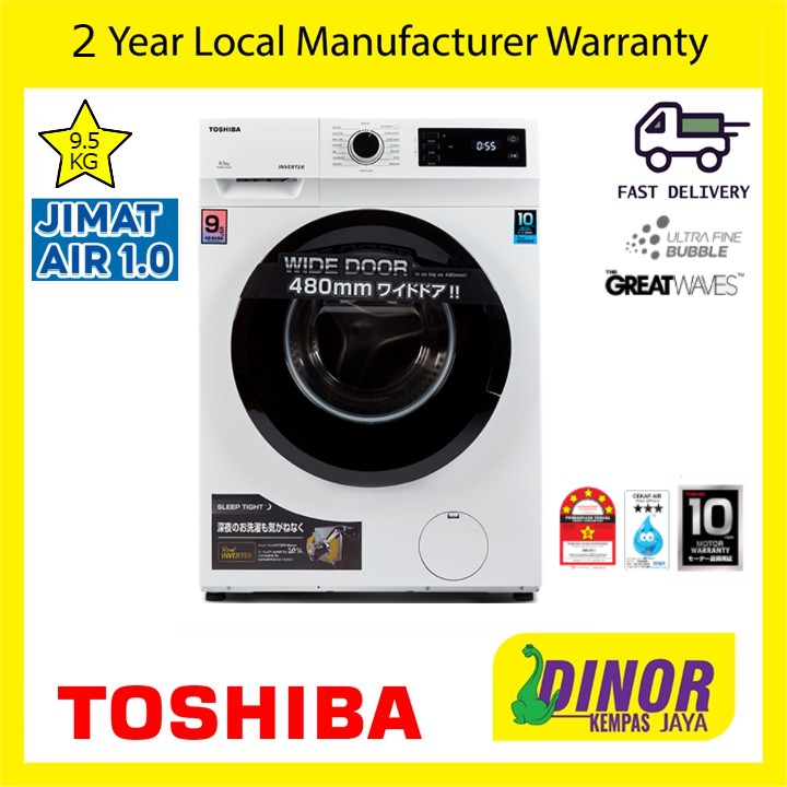 Toshiba 9.5KG Front Load Washer Inverter Full Automatic Washing Machine TW-BK105S2M TW-BK105S2M ...