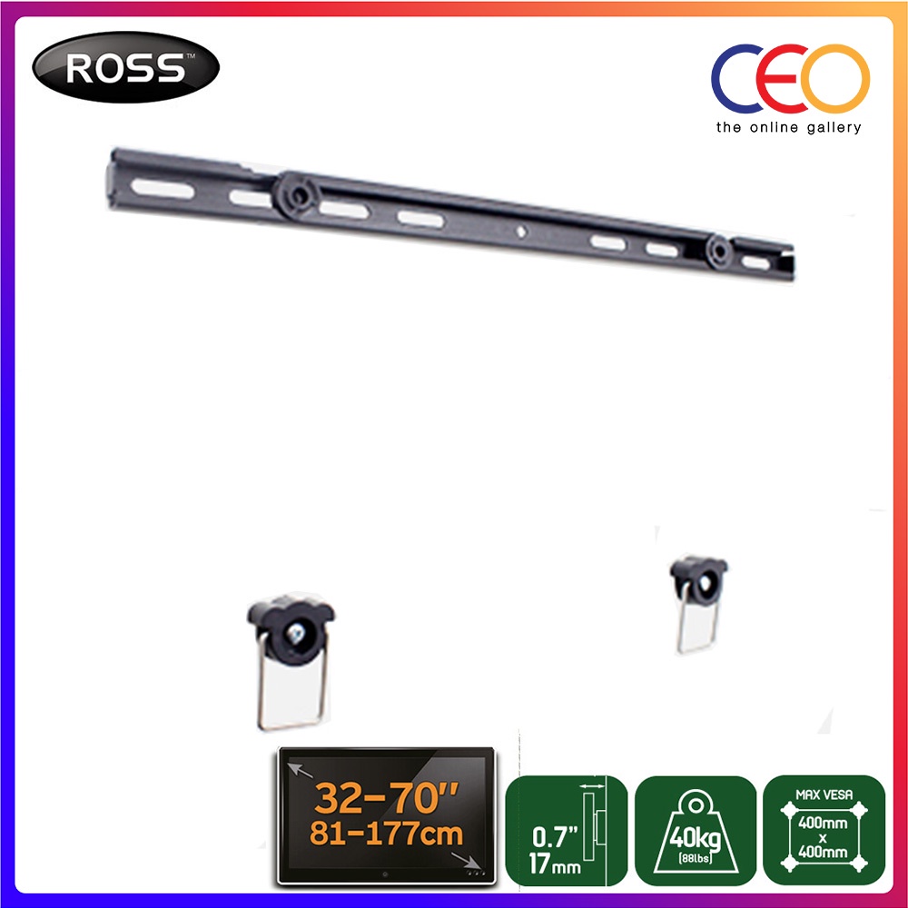 Ross Bracket ECO Range Flat to Wall 32-70 inch TV Wall Mount Rail Style ...