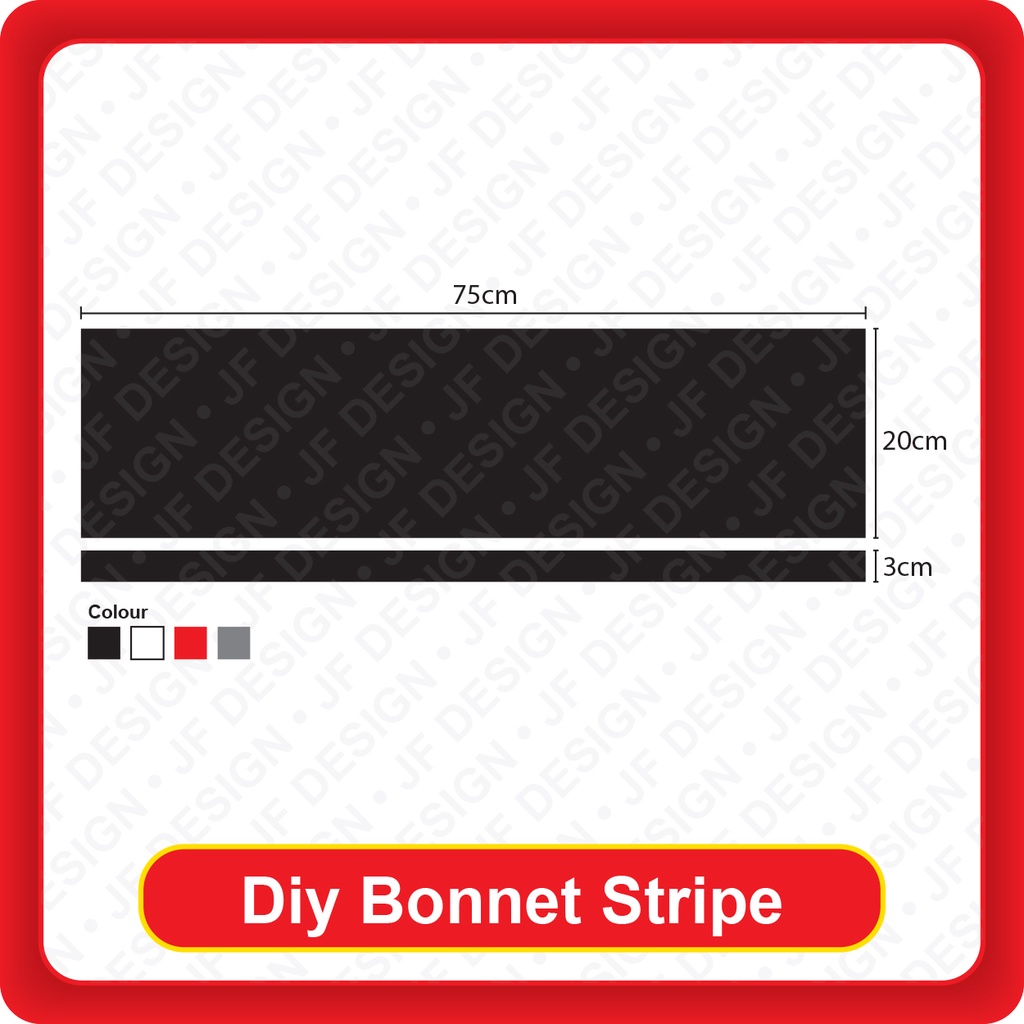 Quality Car Sticker Diy Bonnet Stripe [75cm x 20cm][75cm x 3cm][Sticker ...