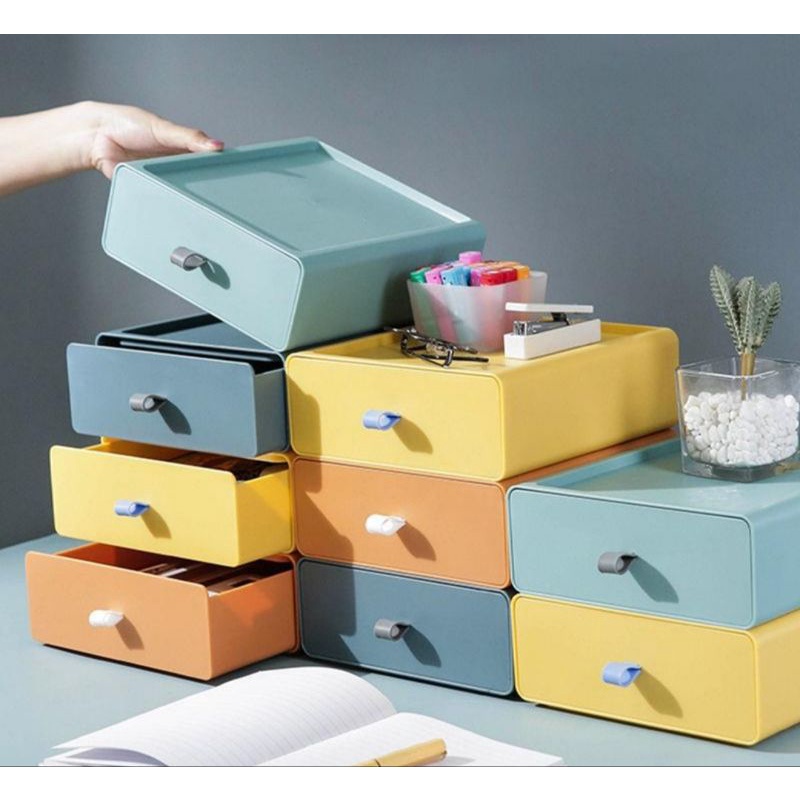 (Ready Stock) Colour Small Mini Drawer Storage Organizer Box Stackable ...