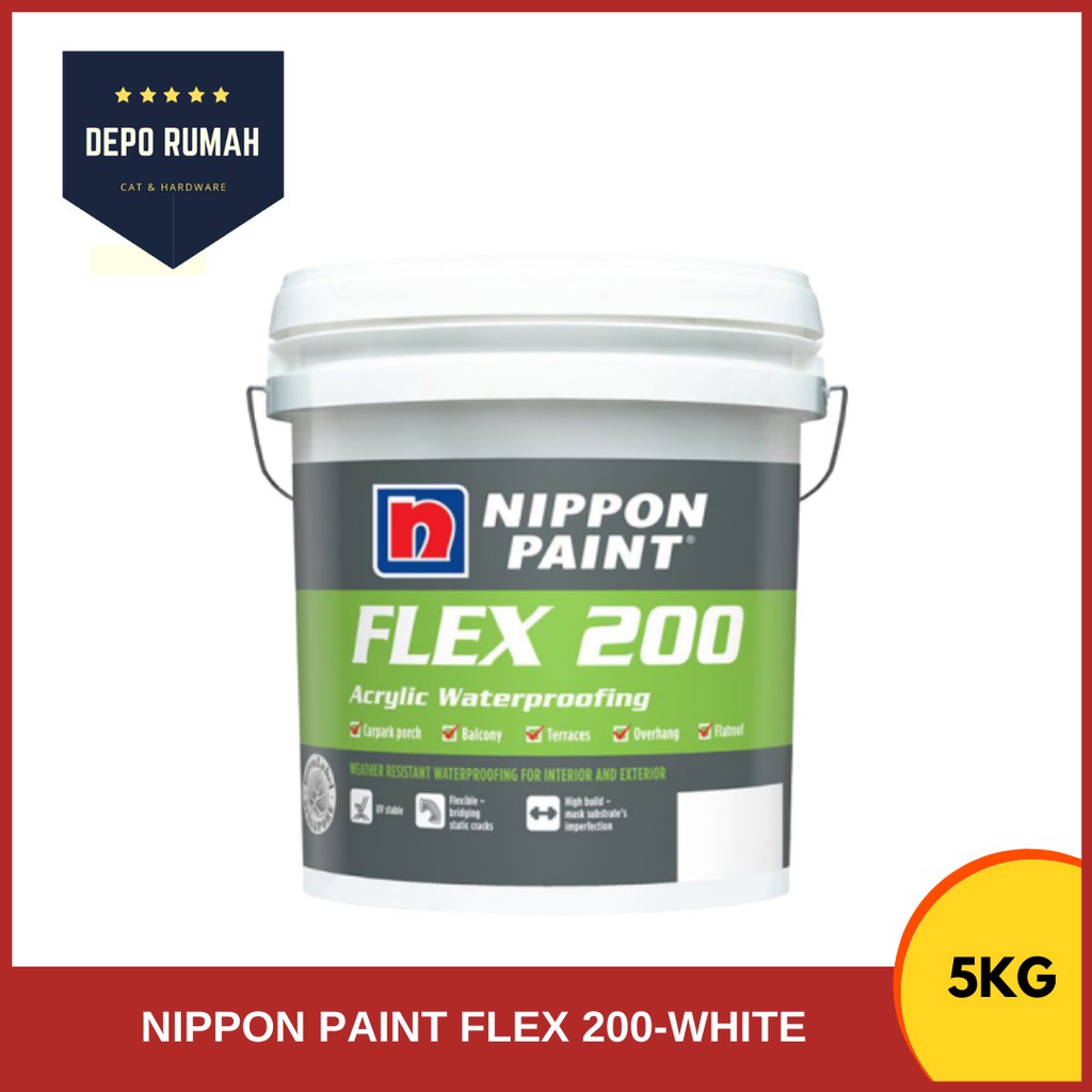 5KG Nippon Paint Flex 200 Waterproofing Elastomeric Membrane (Car Porch ...
